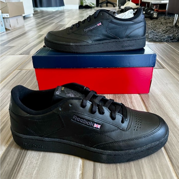 Reebok | Shoes | Mens Reebok Club C 85 Leather Tennis Shoes Ar454 Black ...